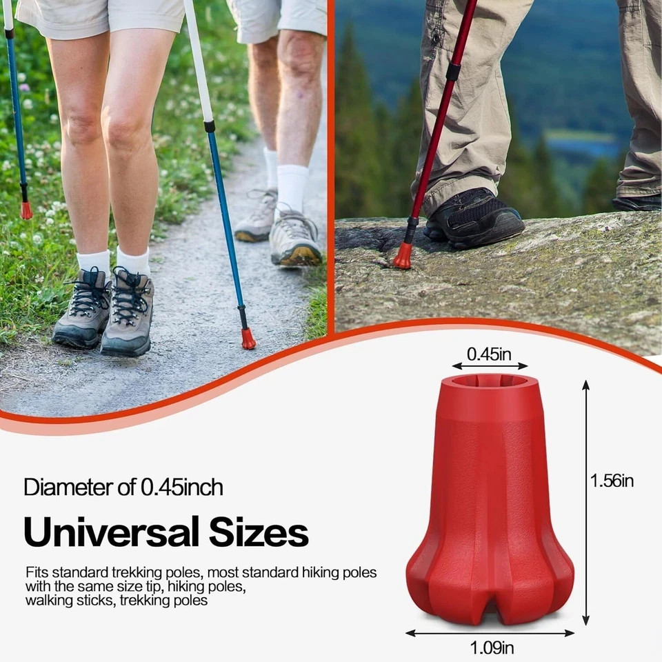 Hiking Pole Tips, 4Pcs, Rubber Wear & Tear Resistant, for Trekking ...