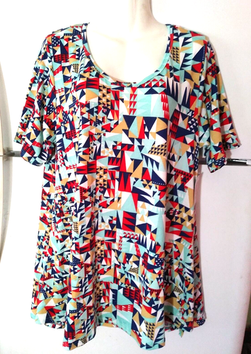 NEW LULAROE PERFECT T MULTICOLOR GEOMETRIC PRINT TUNIC SWING TOP SIZE ...