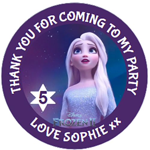 48 Personalised ELSA FROZEN 2 Party Bag Stickers 40mm Sweet Cone Labels ...