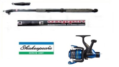 Shakespeare Fishing Reel & Telescopic Oxygen Carbon Tele Travel Fishing ...