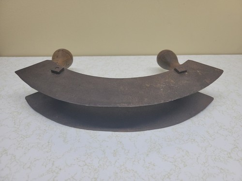 Vintage Primitive Food Chopper 2 Wood Handles Two Blades Kitchen Square ...