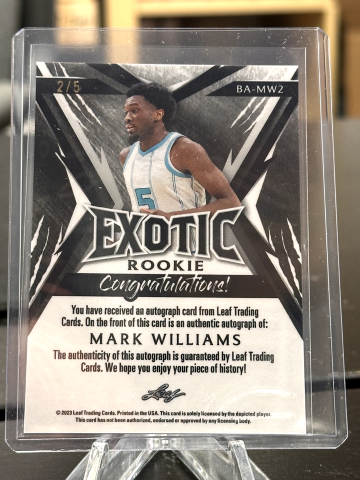 MARK WILLIAMS 2023 LEAF EXOTIC ROOKIES YOUNG STARS ZEBRA AUTOGRAPH /5 ...