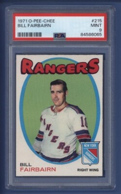 1971-72 O-PEE-CHEE #215 BILL FAIRBAIRN (rc) PSA 9 MINT New York Rangers ...