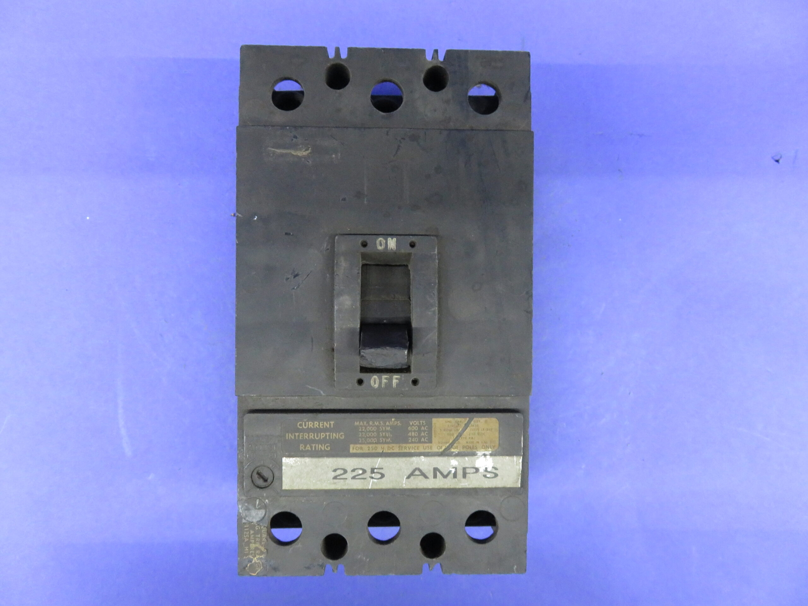SQUARE D CIRCUIT BREAKER KAL36225 225A 600VAC/250VDC 3P 1YEAR WARRANTY ...