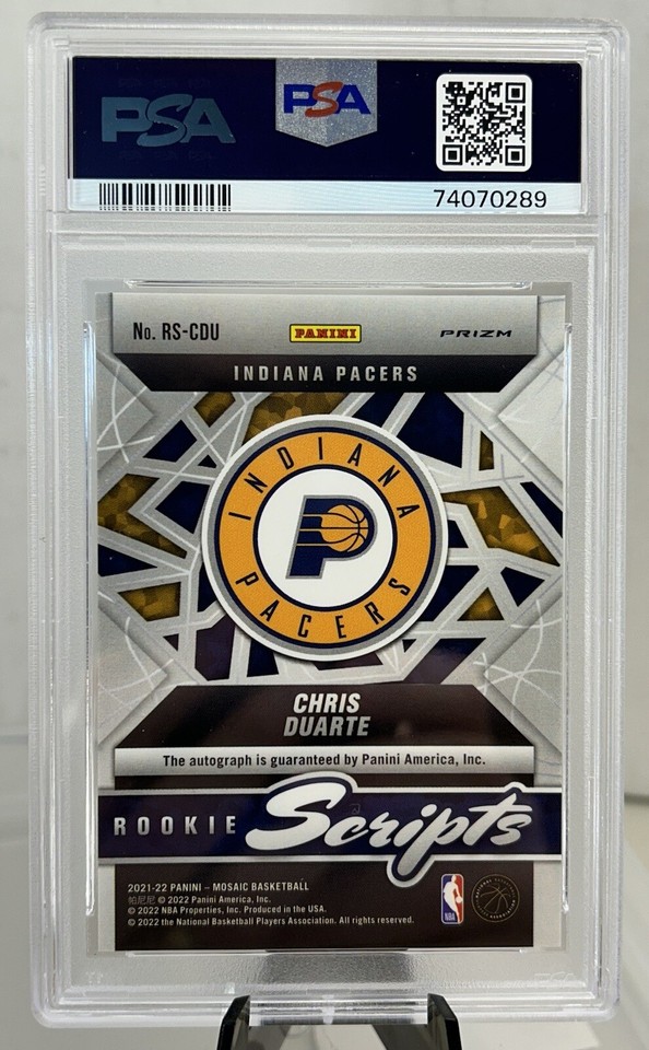 2021 Mosaic Chris Duarte Rookie Scripts GOLD Prizm Auto PSA 10 Indiana ...