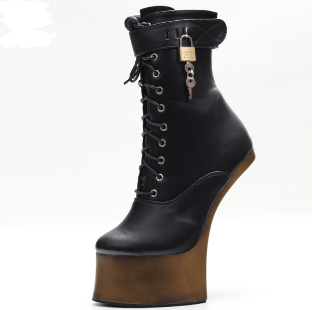 Womens Fashion Sexy Lace Up Ankle Boots Lock Cosplay Shoes Heelless ...