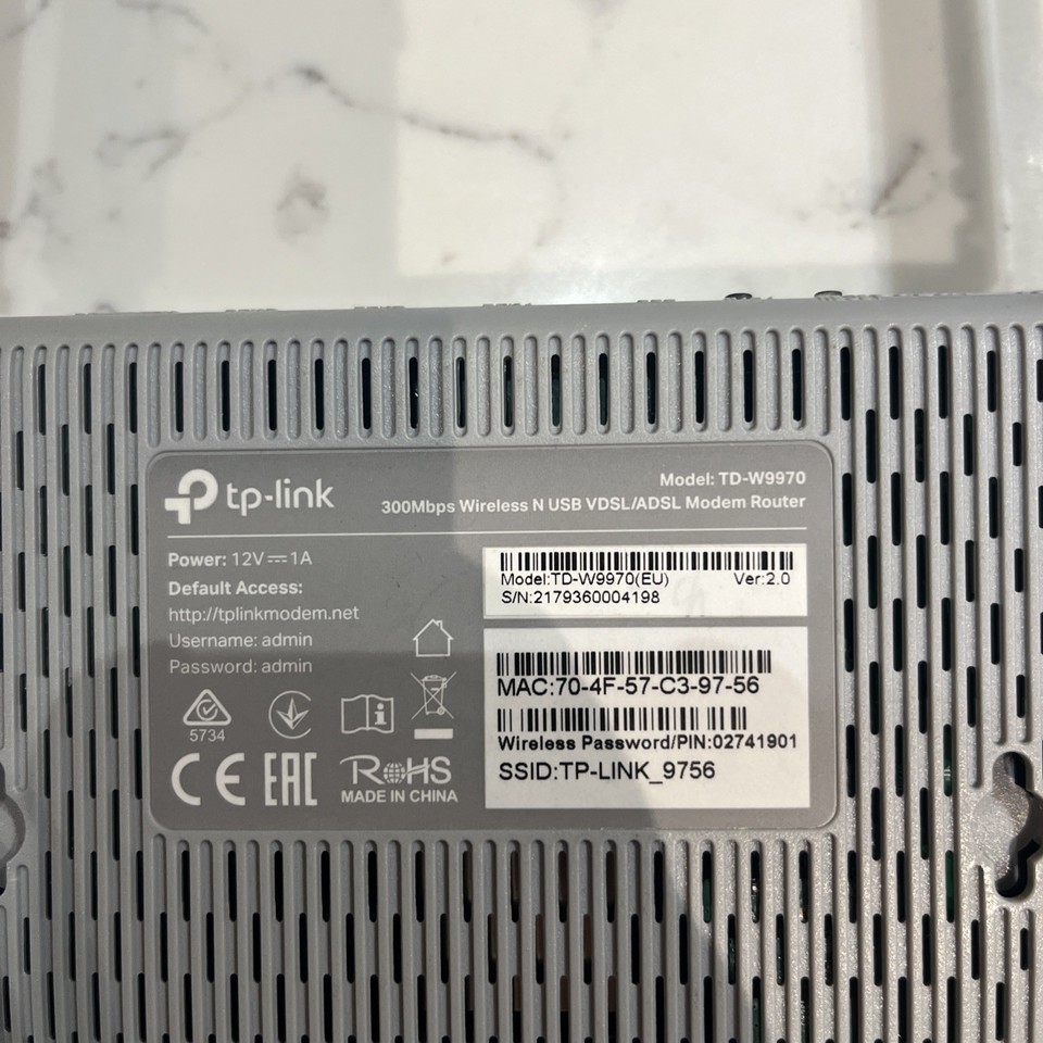 TP-Link TD-W9970 (EU) 300Mbps Wireless N USB VDSL/ADSL modem Router Ver ...