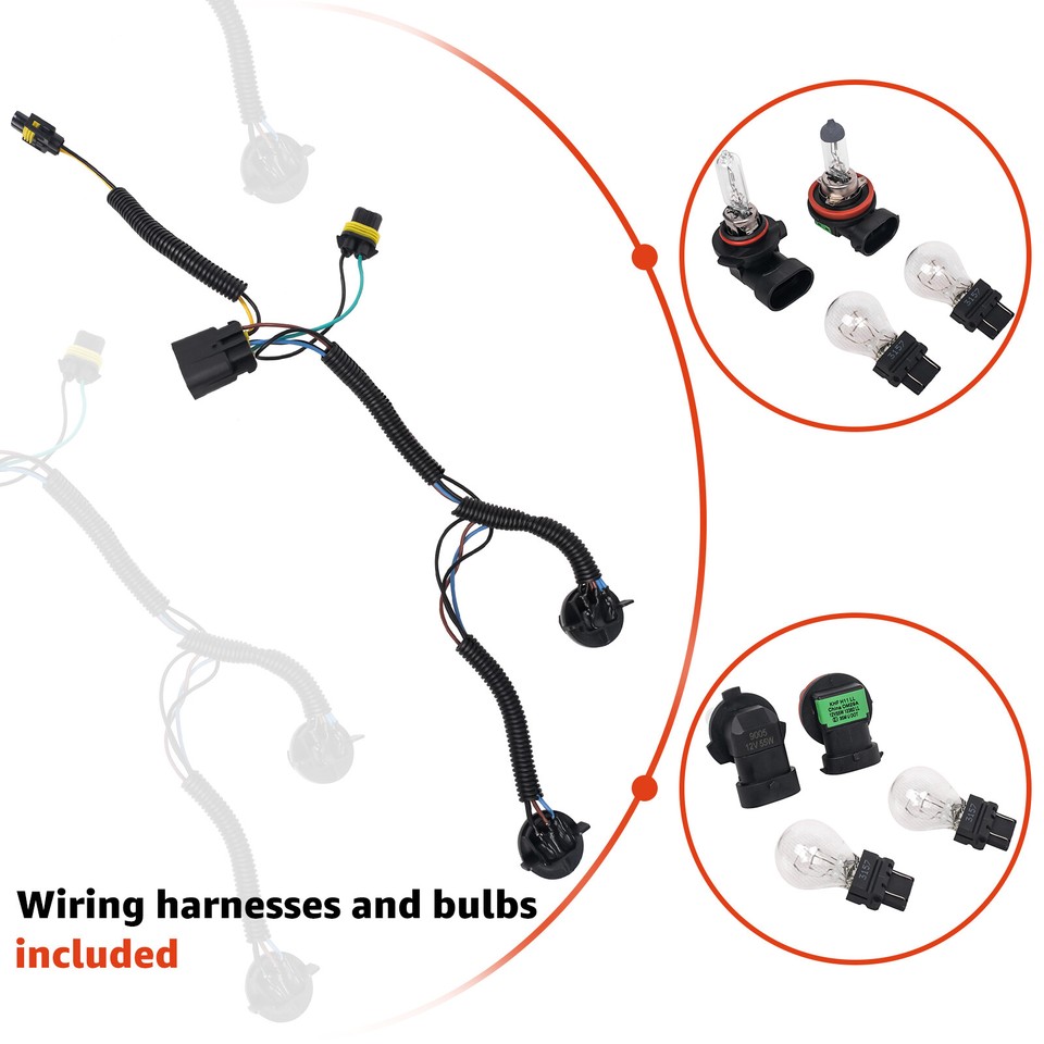 For 07-13 Chevy Silverado Headlights Black Amber With Wiring Harnesses ...