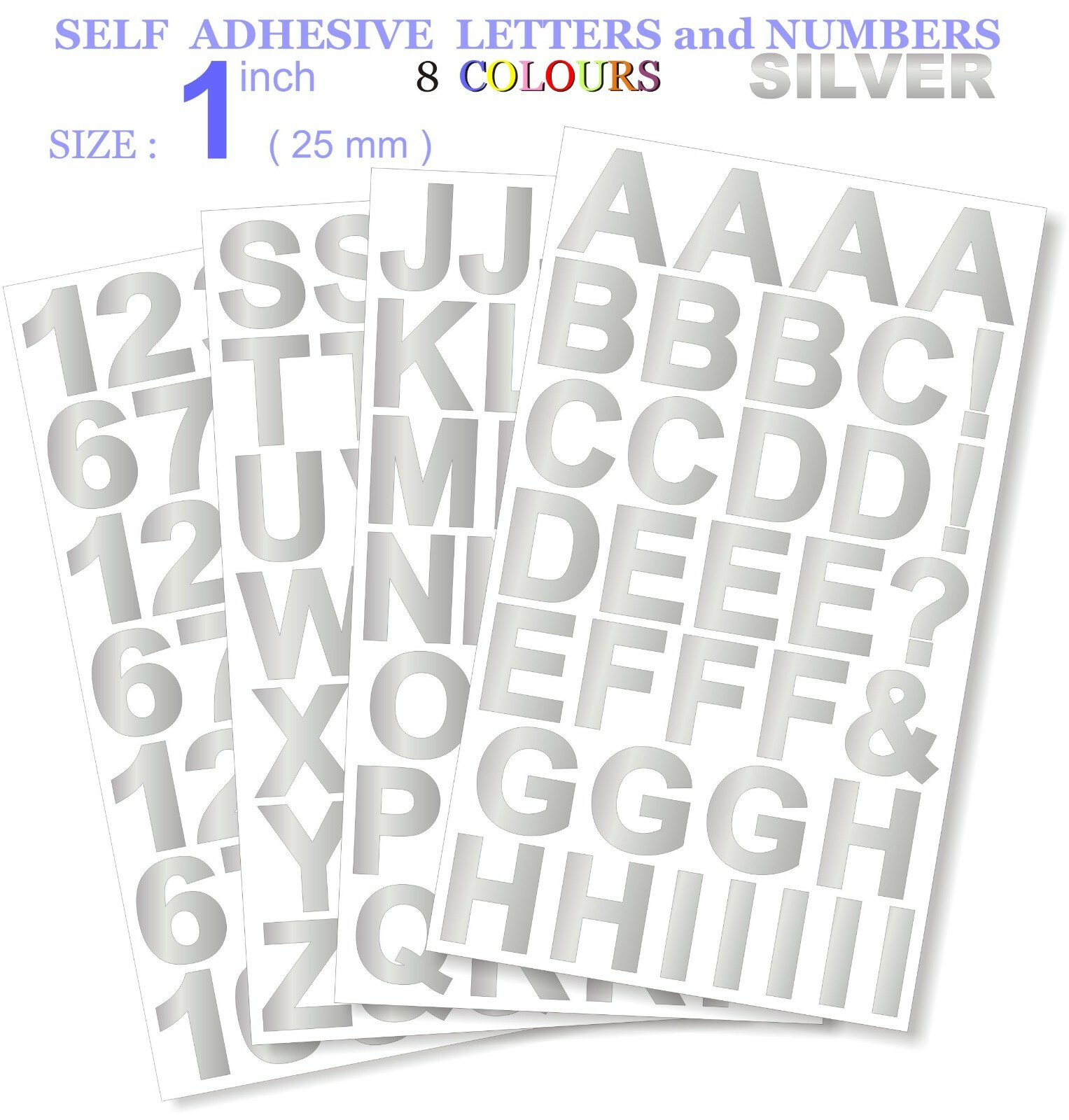 1 inch Vinyl * Letters and Numbers * Self Adhesive*sunny sticker (132 ...