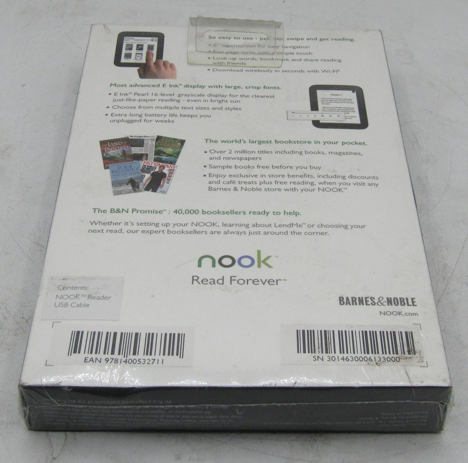 NEW & SEALED - BARNES & NOBLE NOOK SIMPLE TOUCH E-READER (BNRV300 ...