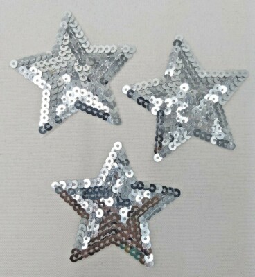 Set of 3: Silver Sequin Stars | eBay