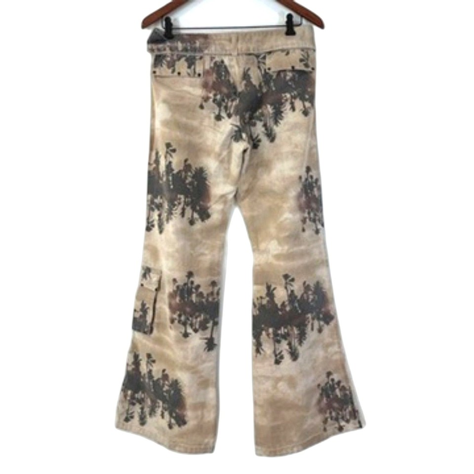 Zara TRF Jeans Flare Wide Leg Belted Palm Tree Pants 8 100% Cotton ...
