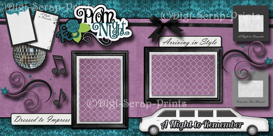 PROM NIGHT ~ 2 premade scrapbook pages paper layout 4 album 12x12 ~BY ...