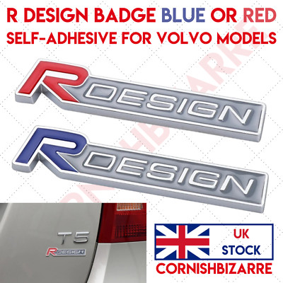 R DESIGN BADGE RED OR BLUE SELF-ADHESIVE FITS VOLVO XC60 V70 S60 V40 ...