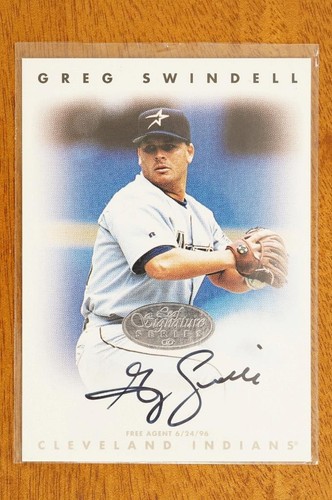 1996 Greg Swindell Indians Leaf Signature Series Silver Baseball Card ...