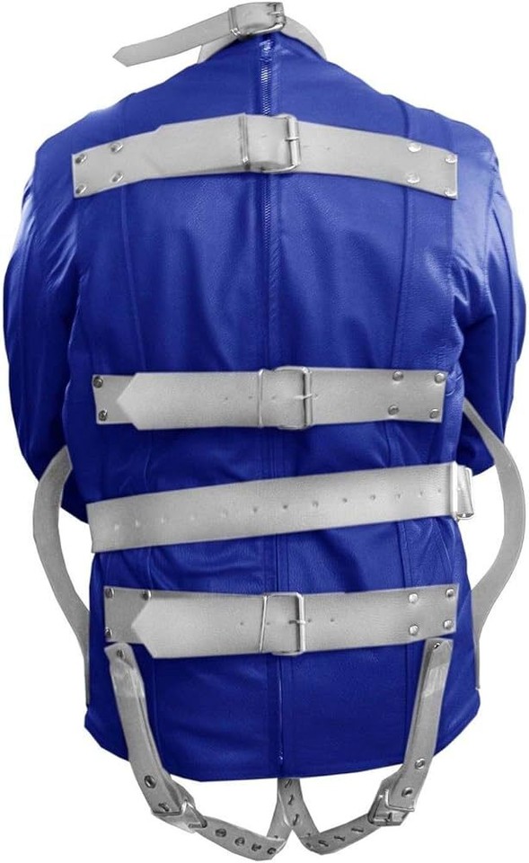 REAL COW BLUE LEATHER STRAITJACKET HEAVY DUTY REAL LEATHER STRAITJACKET ...