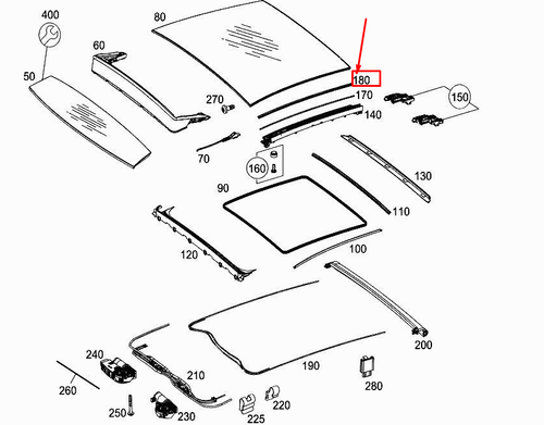 MERCEDES-BENZ C Coupe C205 Panoramic Roof Travel Limiter A1767840077 ...