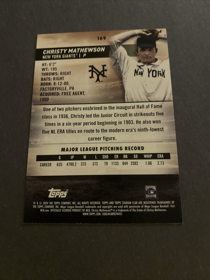 Christy Mathewson Red Foil 2024 Topps Stadium Club #169 | eBay