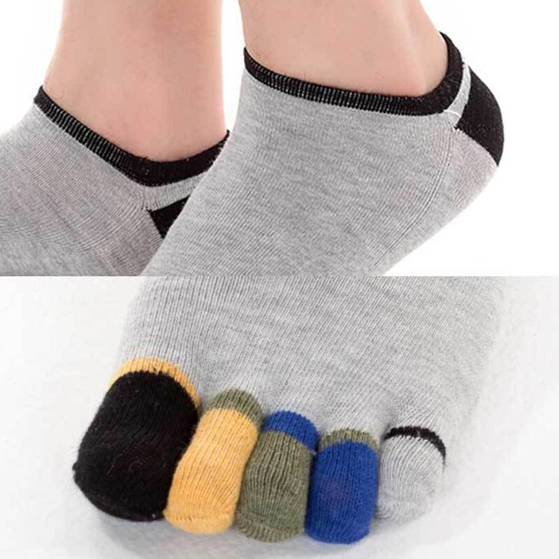 Fashion Men 5 Finger Cotton Ankle Sock Colorful Breathable Toe Sock For ...