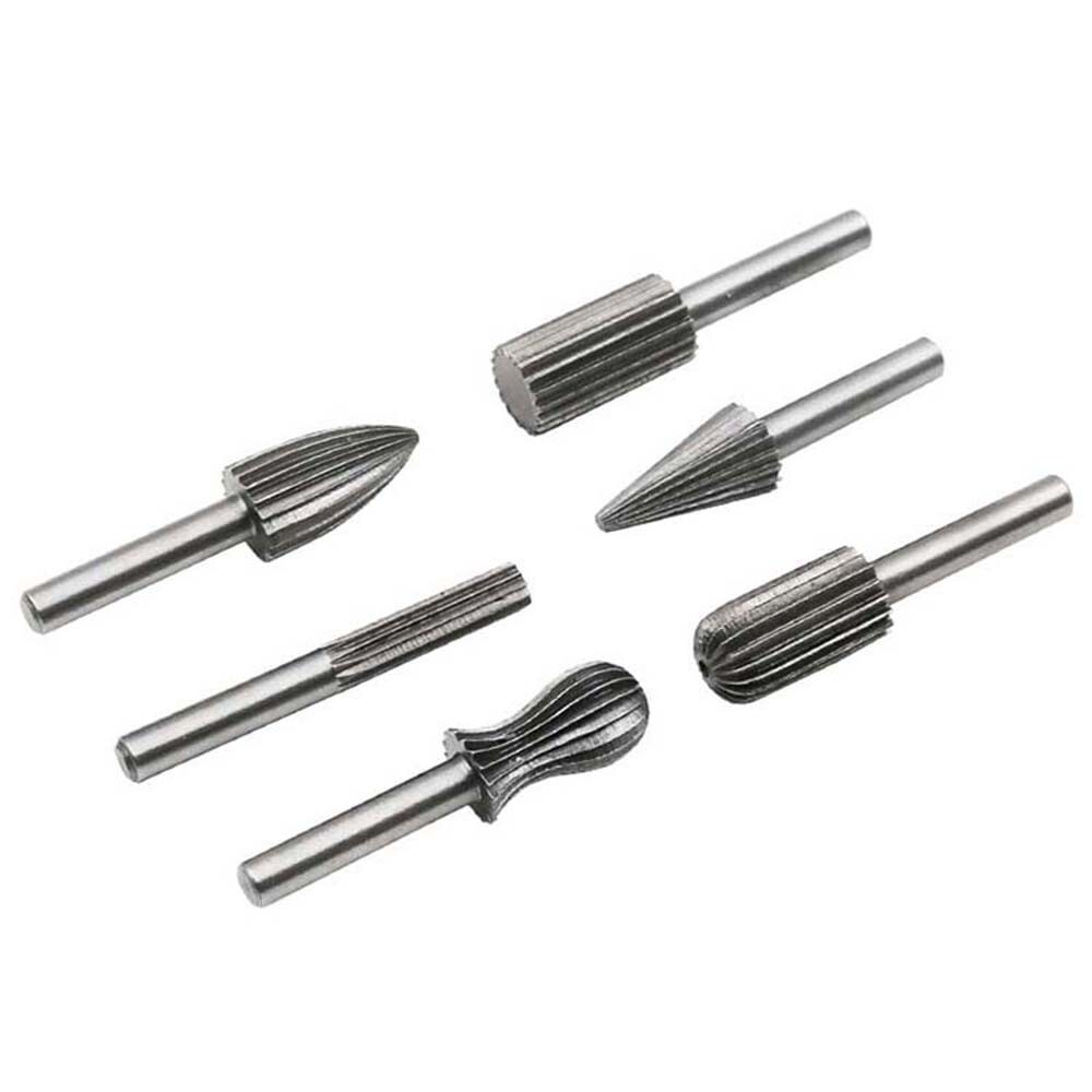 6pcs 6mm 1/4" Rotary Burr Set HSS Rotary Files For Metal Plastic Wood ...