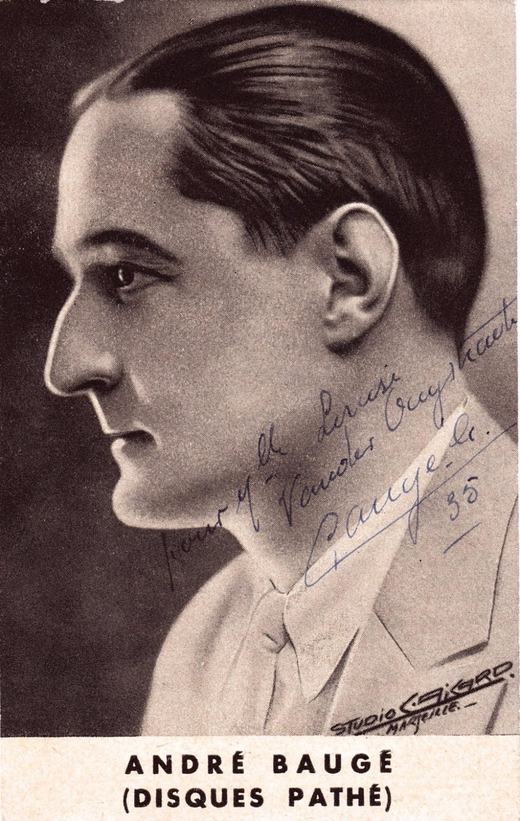 ANDRE BAUGE opera baritone signed Pathe card photo 1935 | eBay