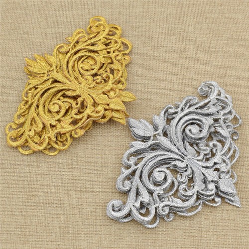 5Pcs Silver Embroidered Applique Patches Sewing Craft Iron on Handmade ...