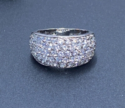 Vintage Nolan Miller Silvertone Rhinestone Ring Sz 5 Ladies Ring | eBay