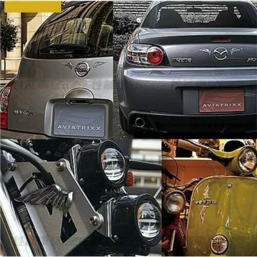 Pair Matte Silver Metal Angel Wings Car Motorcycle Emblems Badge Decal ...