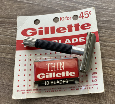 VTG Gillette Twist Open Comb Safety Double Edge Butterfly Razor + 10 ...