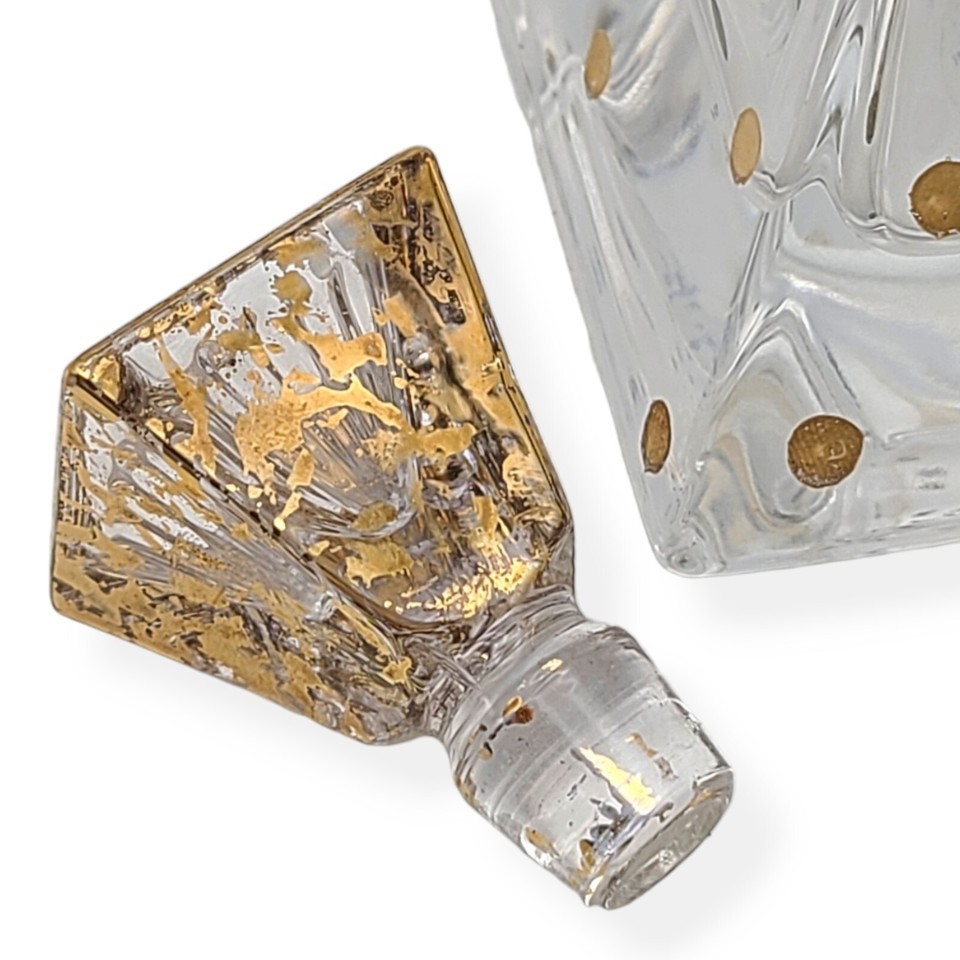 Vtg Royal Limited Crystal Pyramid Perfume Bottle Gold Polka Dots Made ...