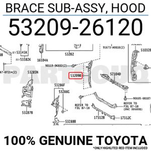 5320926120 Genuine Toyota BRACE SUB-ASSY, HOOD 53209-26120 | eBay
