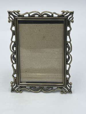 Vintage Ornate Metal Frame Scroll Work Photo Size 3.25 X 4.75” Hang or ...