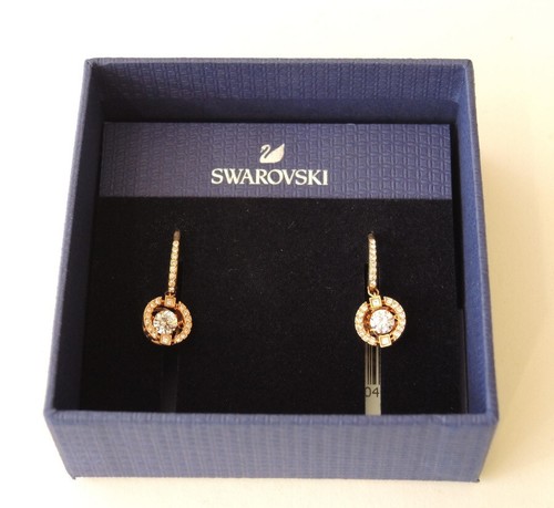 SWAROVSKI BOXED SPARKLING DANCE DROP EARRINGS ROUND ROSE GOLD-TONE ...