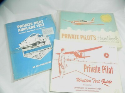 Lot of 3 Vintage Private Pilot Books Handbook Of Aero Written Exam Test ...