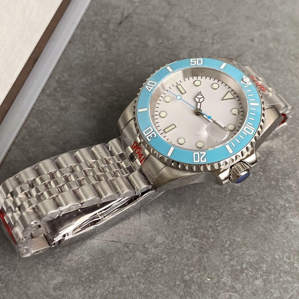 200M Diving NH35A White Sky Blue Ceramic Insert Automatic Men Watch 120 ...