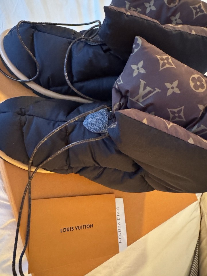 Louis Vuitton Monogram Drawstring Women's Snow Boots Black Brown LV ...