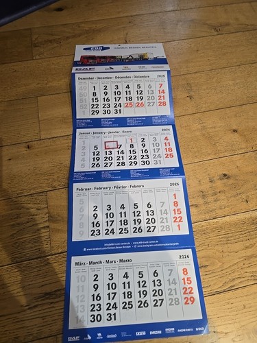 Calendar 4 Months 2026 DAF | eBay