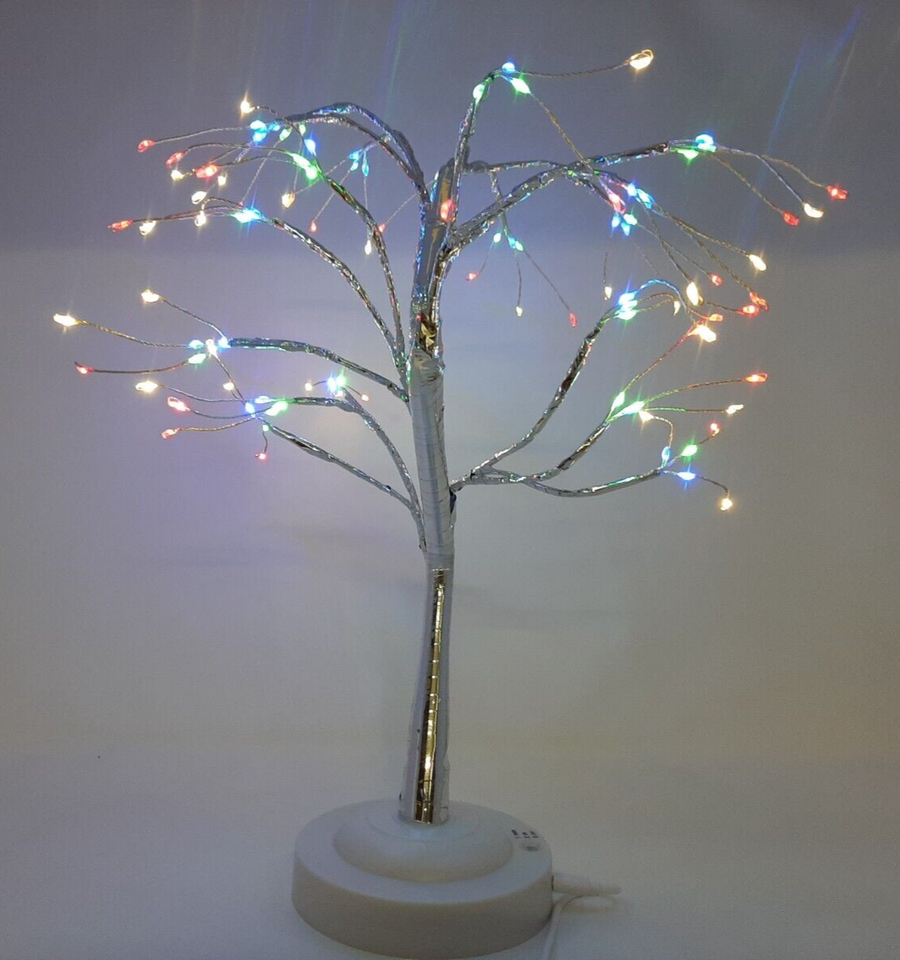 Silver Led Desk Tree Lamp, Table Decor 20" LED Lights--NEW | eBay