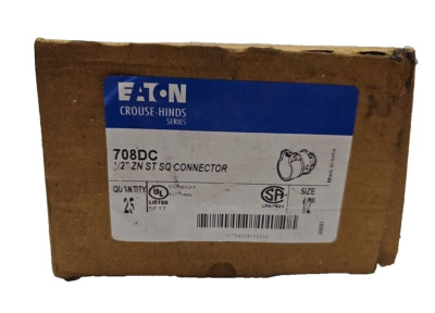Eaton 708DC 1/2" Zinc Die Cast FMC Straight Squeeze Type Connector 25 ...