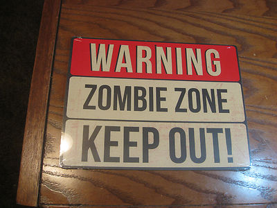 Halloween sign- Two-sided cardboard - WARNING ZOMBIE ZONE KEEP OUT! EAT ...