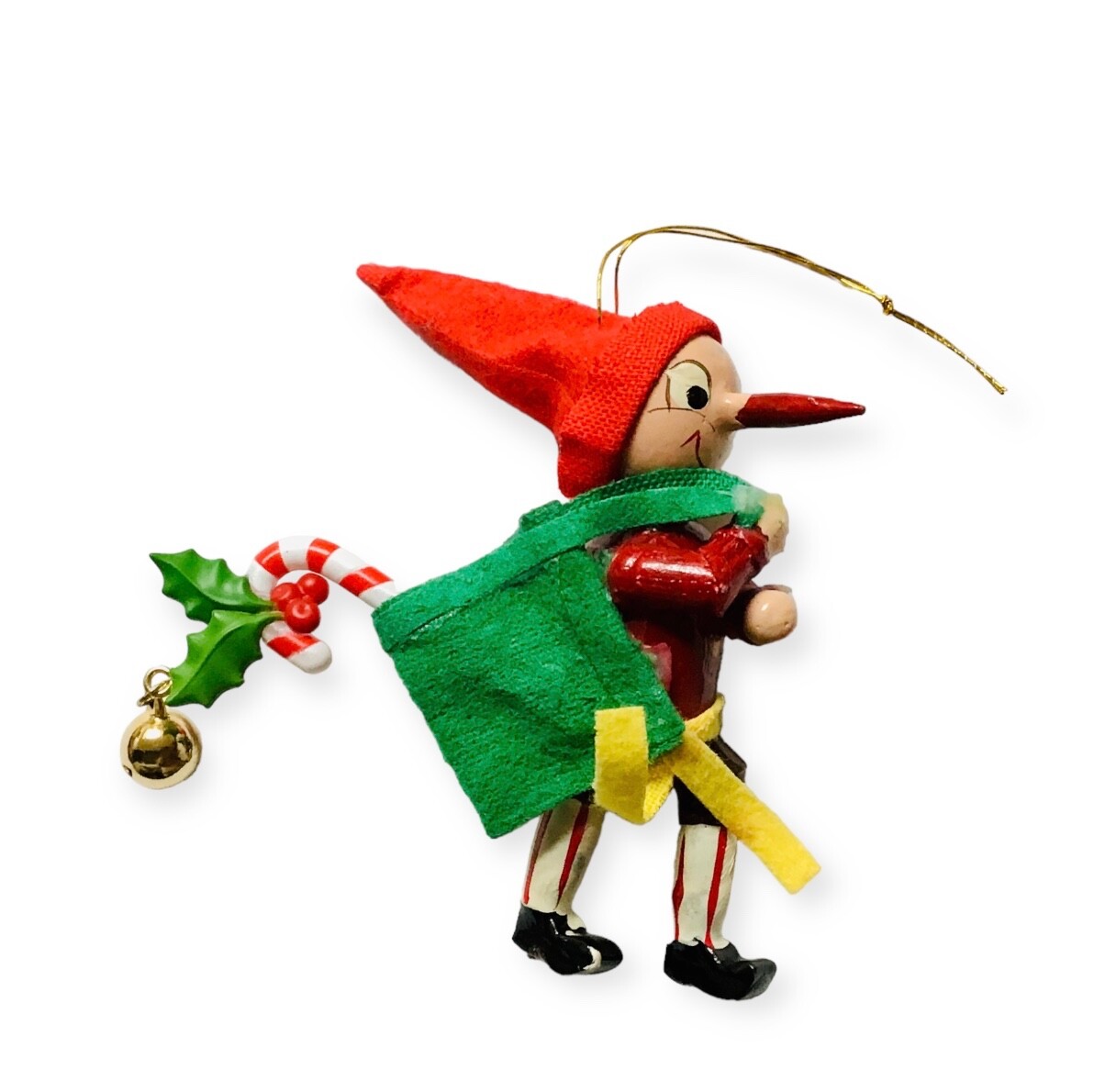 Unique Vintage Pinocchio Long Nose Elf Wood Christmas Ornament OOAK | eBay
