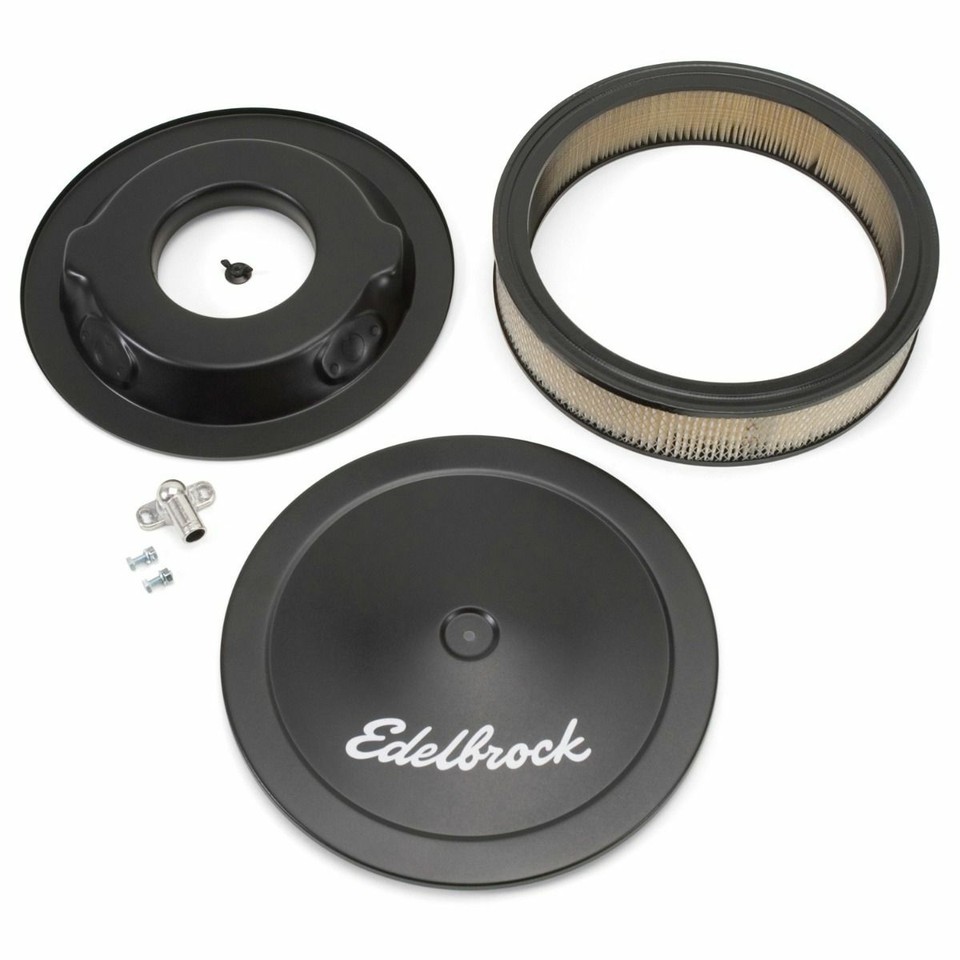 Edelbrock Pro-Flo Air Cleaner Black Steel Round 14" Round with 3" Paper ...