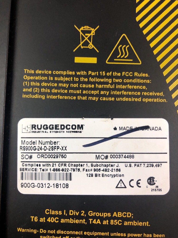 RUGGEDCOM RUGGED INDUSTRIAL NETWORK SWITCH RS900G RS900G-24-D-2SFP ...