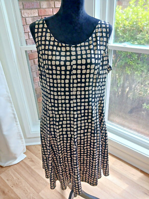 Perceptions Womens Size L Fit & Flare Dress Black Beige Knee Length ...