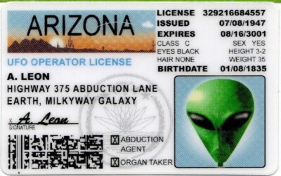 Alien A Leon Arizona Drivers License Novelty ID FREE USA SHIPPING | eBay