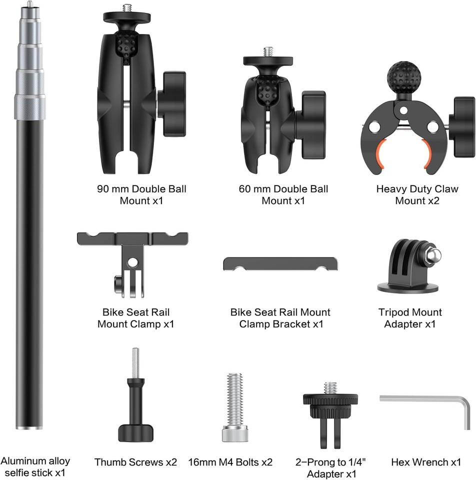 Aluminum Bike Tail Mount Kit for Insta360 X5 X4 X3, DJI OSMO 360 | eBay