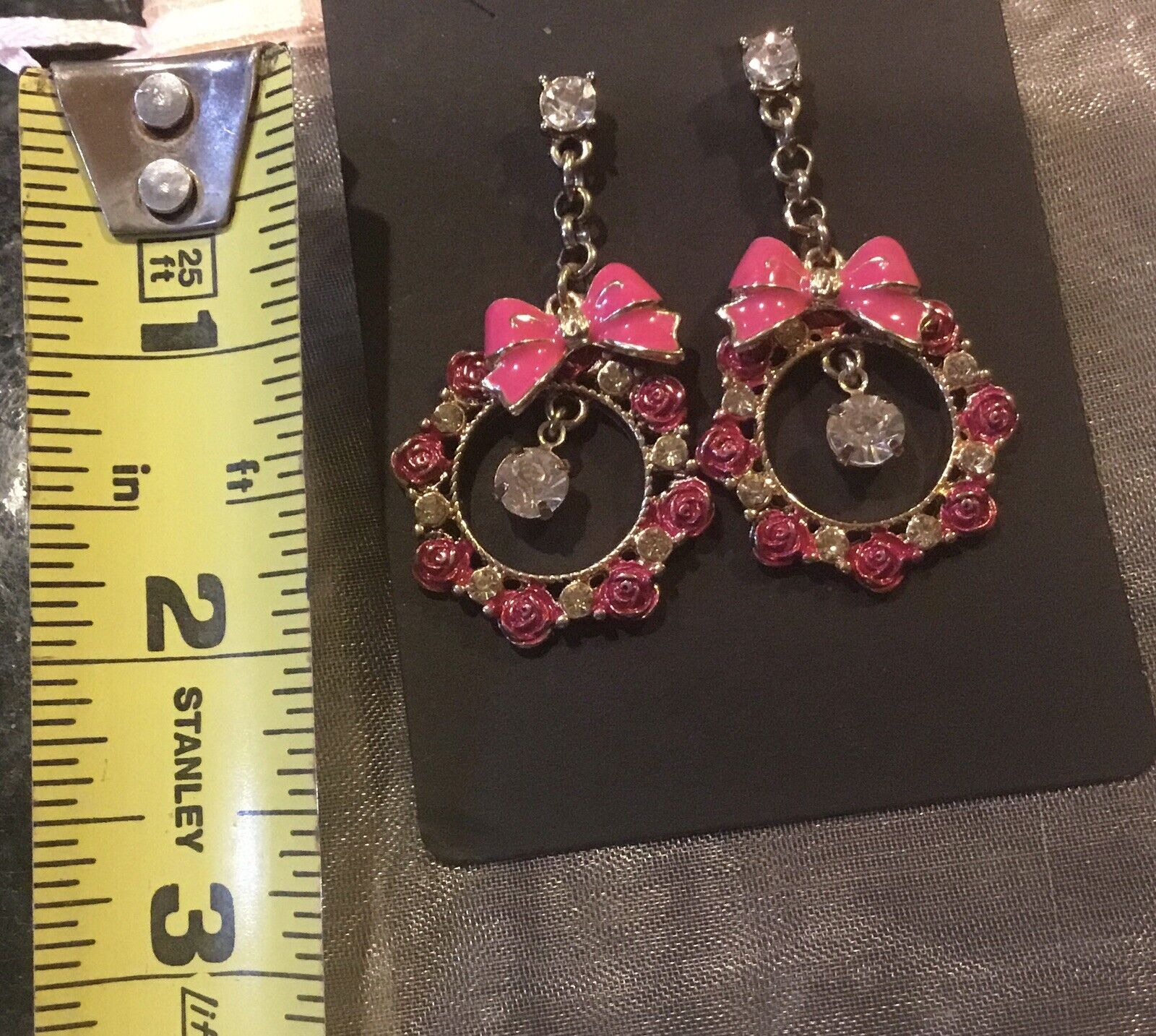 Betsey Johnson Rose Garden Pink Bow And Roses Crystals … Gem