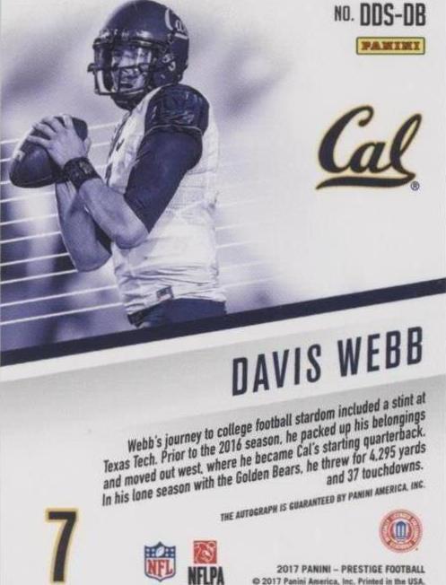 2017 Panini Prestige Davis Webb #DDS-DB for sale | eBay