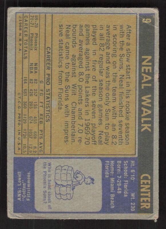 1971 TOPPS NEAL WALK 9 POOR BASKETBALL PHOENIX SUNS | eBay