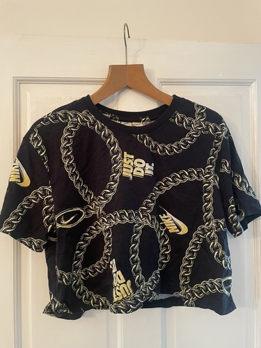 Nike Chain Link Cropped Tee Shirt Black/yellow Size M Gold chain womens ...